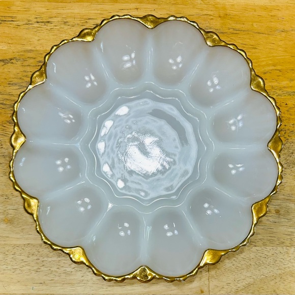 Fire King | Dining | Vintage Fire King Deviled Egg Plate With Gold Trim ...